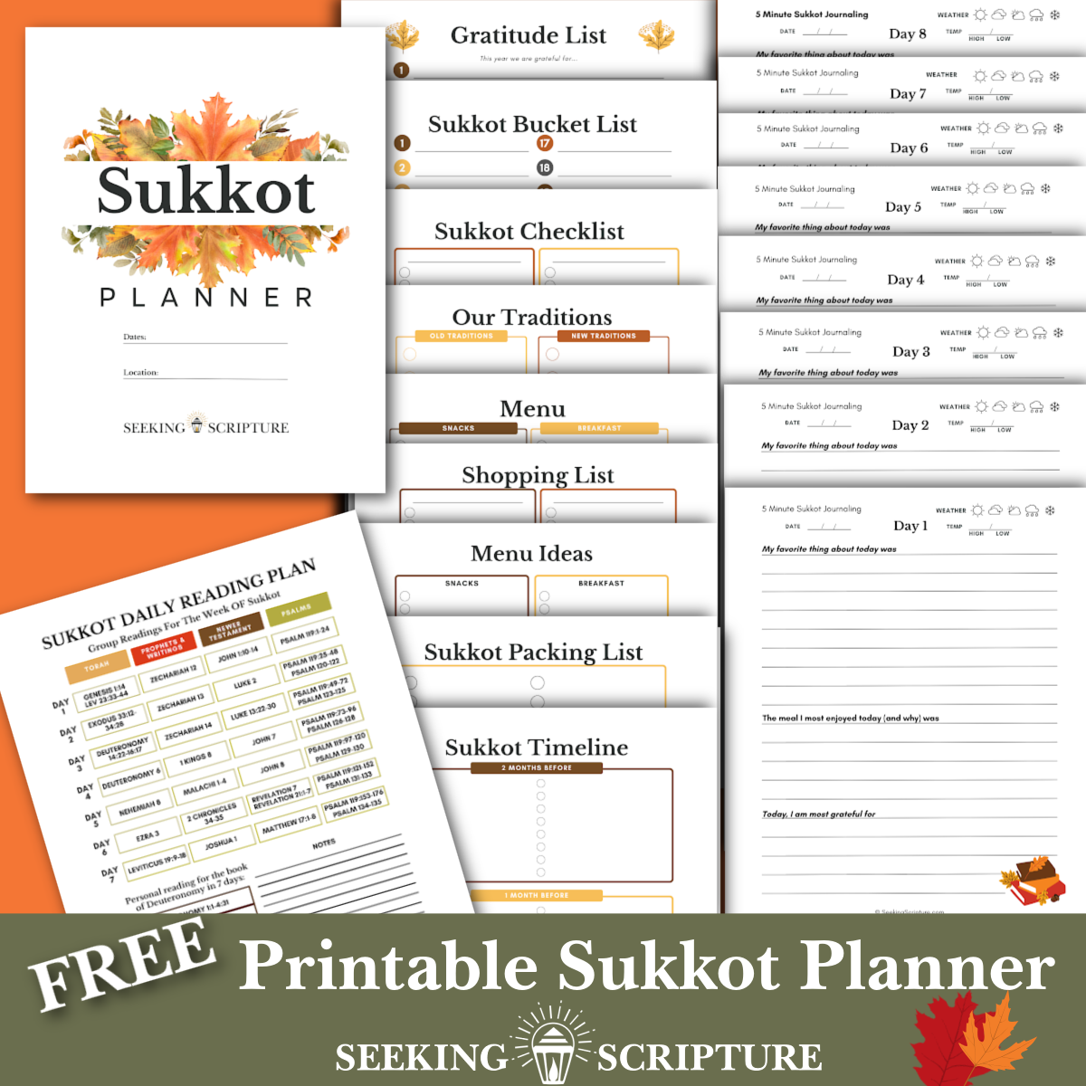 FREE Printable Sukkot Planner - Seeking Scripture